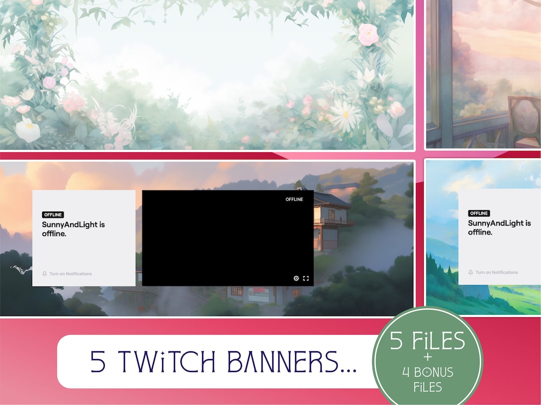 Airy Mountain Twitch Banner Collection, 5 Banners, 4 Bonus Wallpapers ...