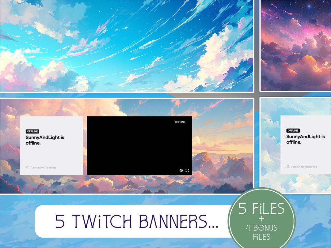 Spectacular Skies Twitch Banner Collection, 5 Banners, 4 Bonus ...