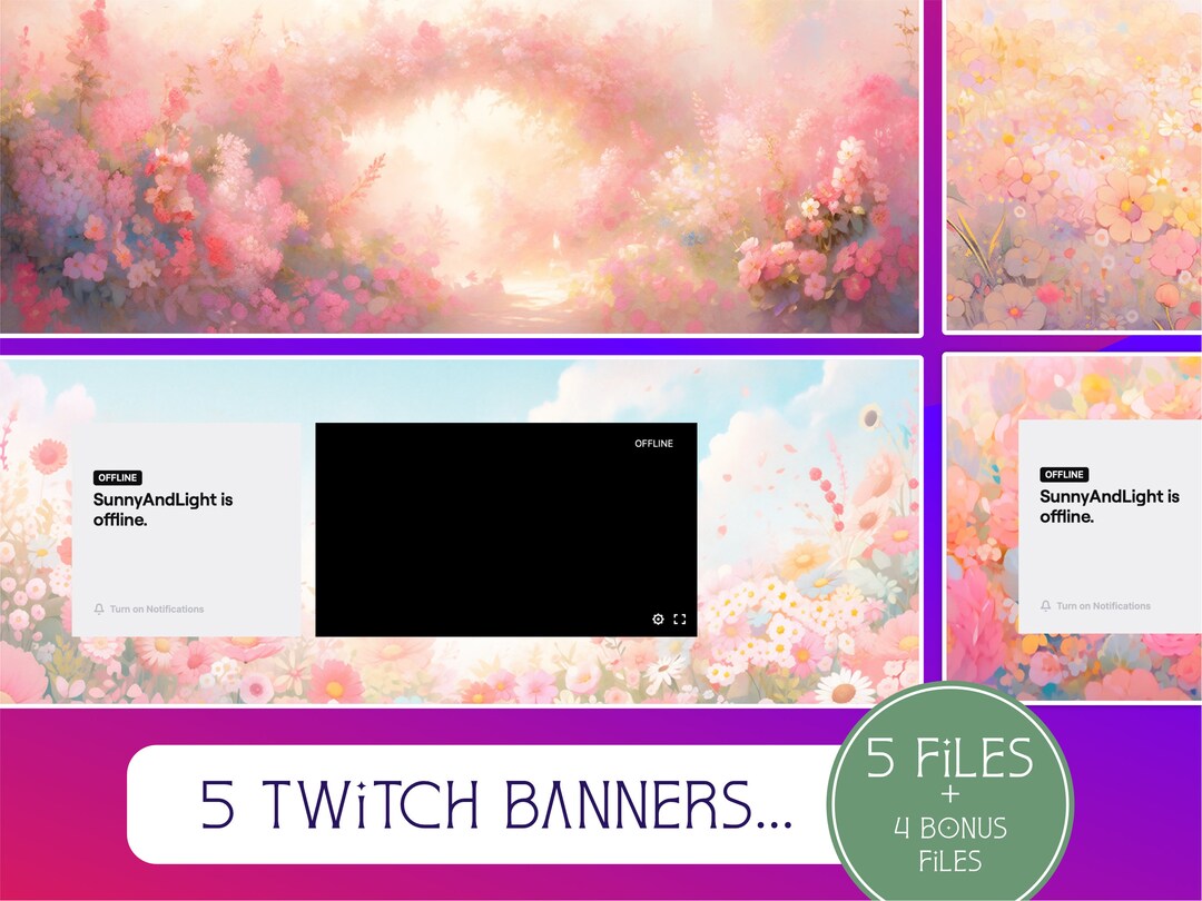 Pink Cuddles Twitch Banner Collection, 5 Banners, 4 Bonus Wallpapers ...