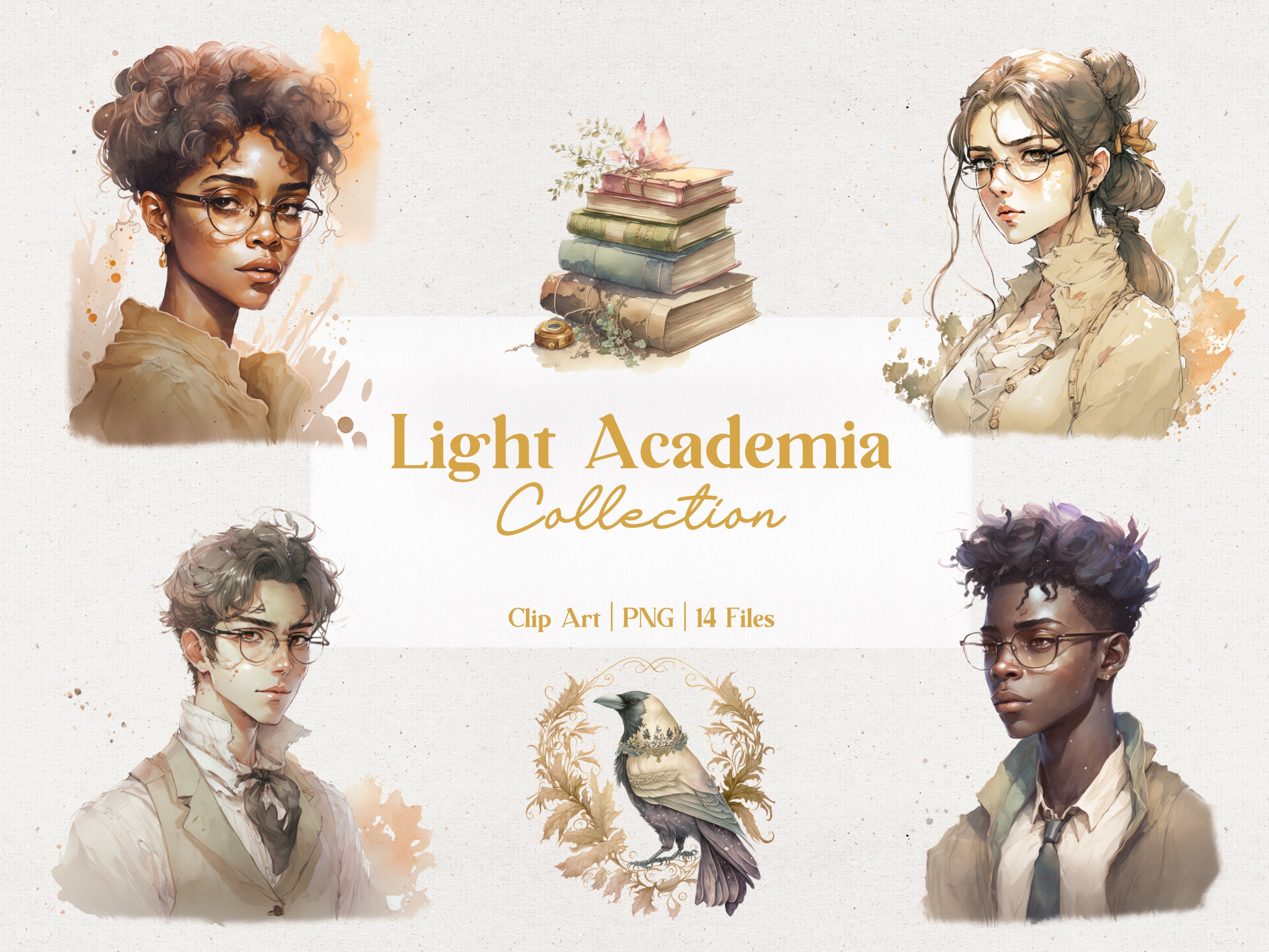 14 Pc Light Academia Clip Art Collection, Commercial Use, Digital ...