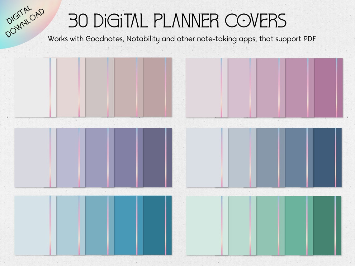 30 Minimalist Holo Digital Notebook Cover Collection, Goodnotes ...