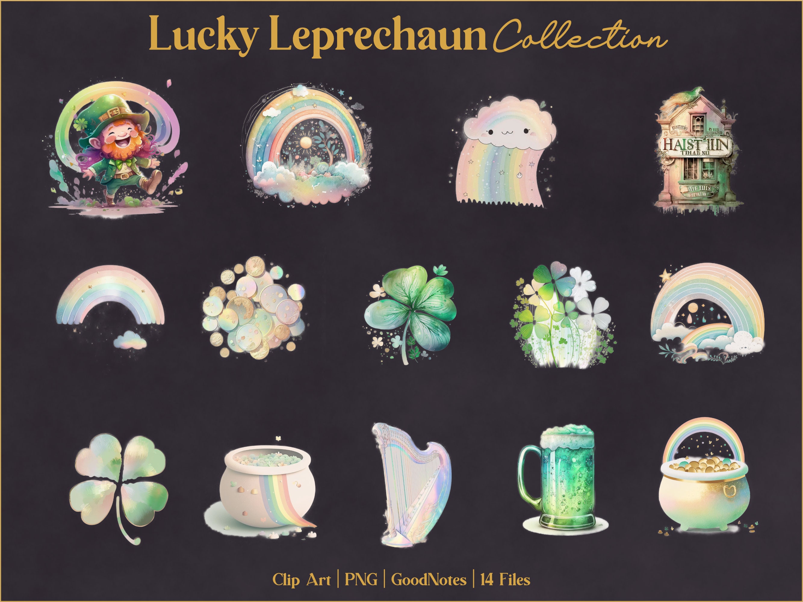 14 Pc Lucky Leprechaun Collection, Commercial Use, Goodnotes, Bonus ...