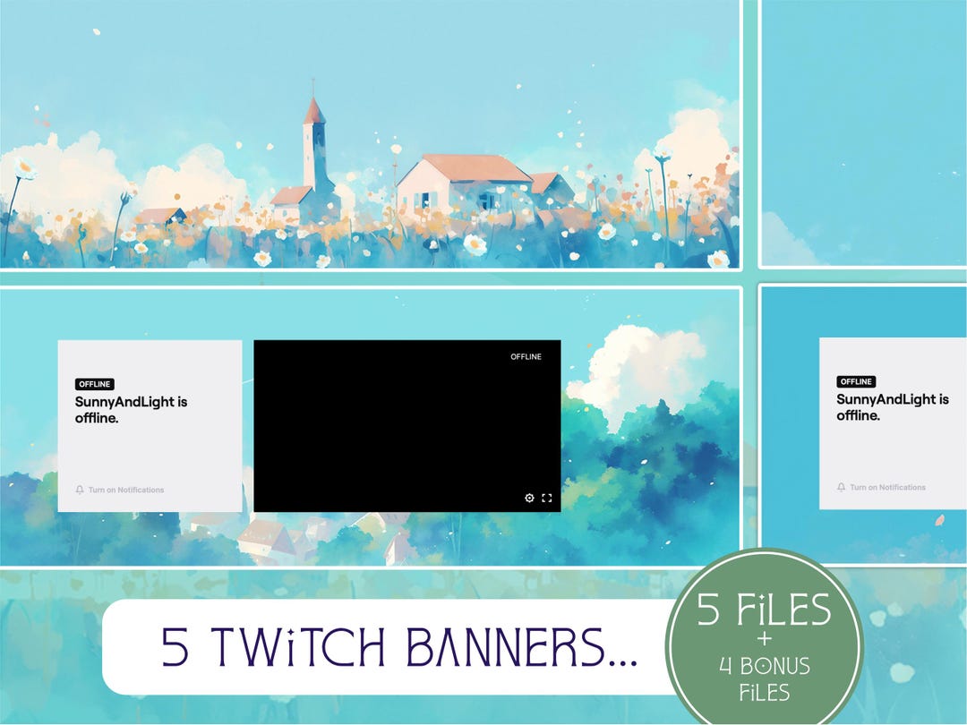 Cityscape Dream Twitch Banner Collection, 5 Banners, 4 Bonus Wallpapers ...