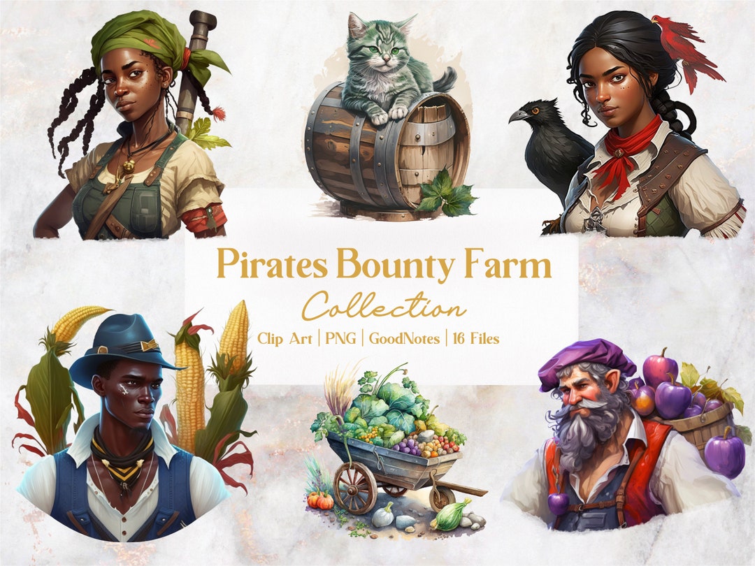 16 Pc Pirates Bounty Farm Clipart Collection, Commercial Use, Goodnotes ...
