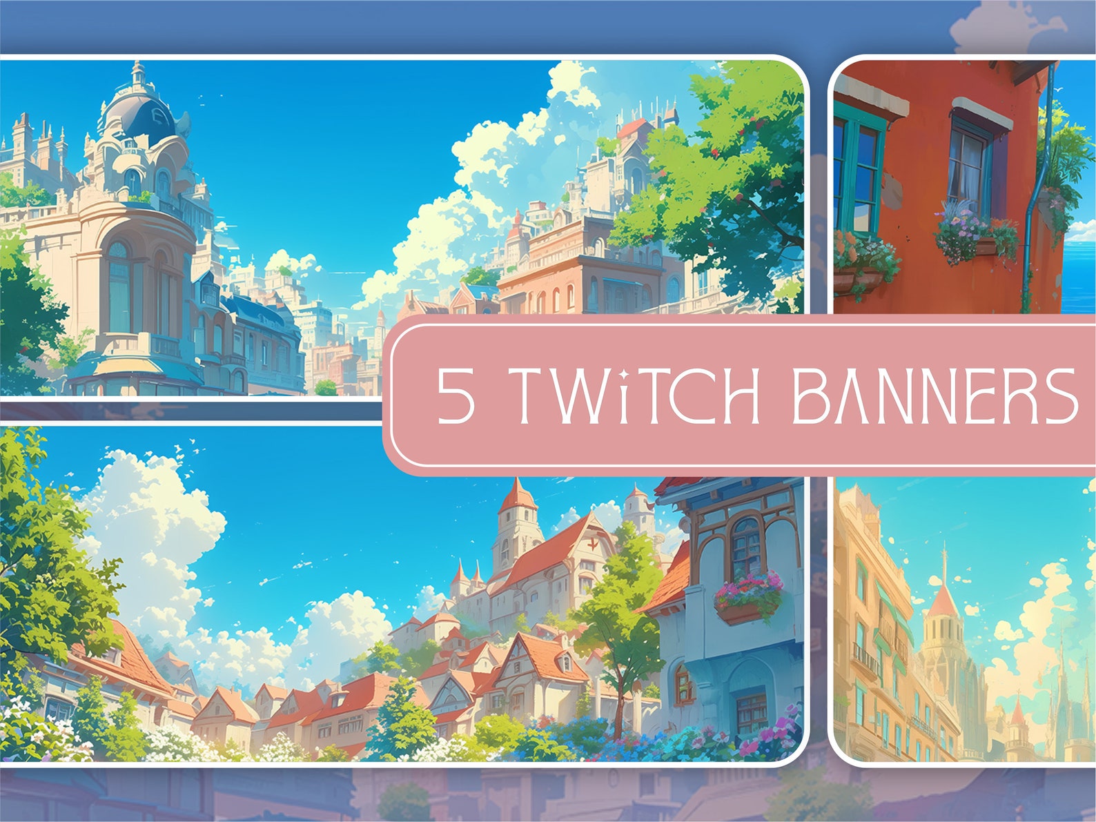 Historic Streets Twitch Banner Collection, 5 Banners, 4 Bonus ...