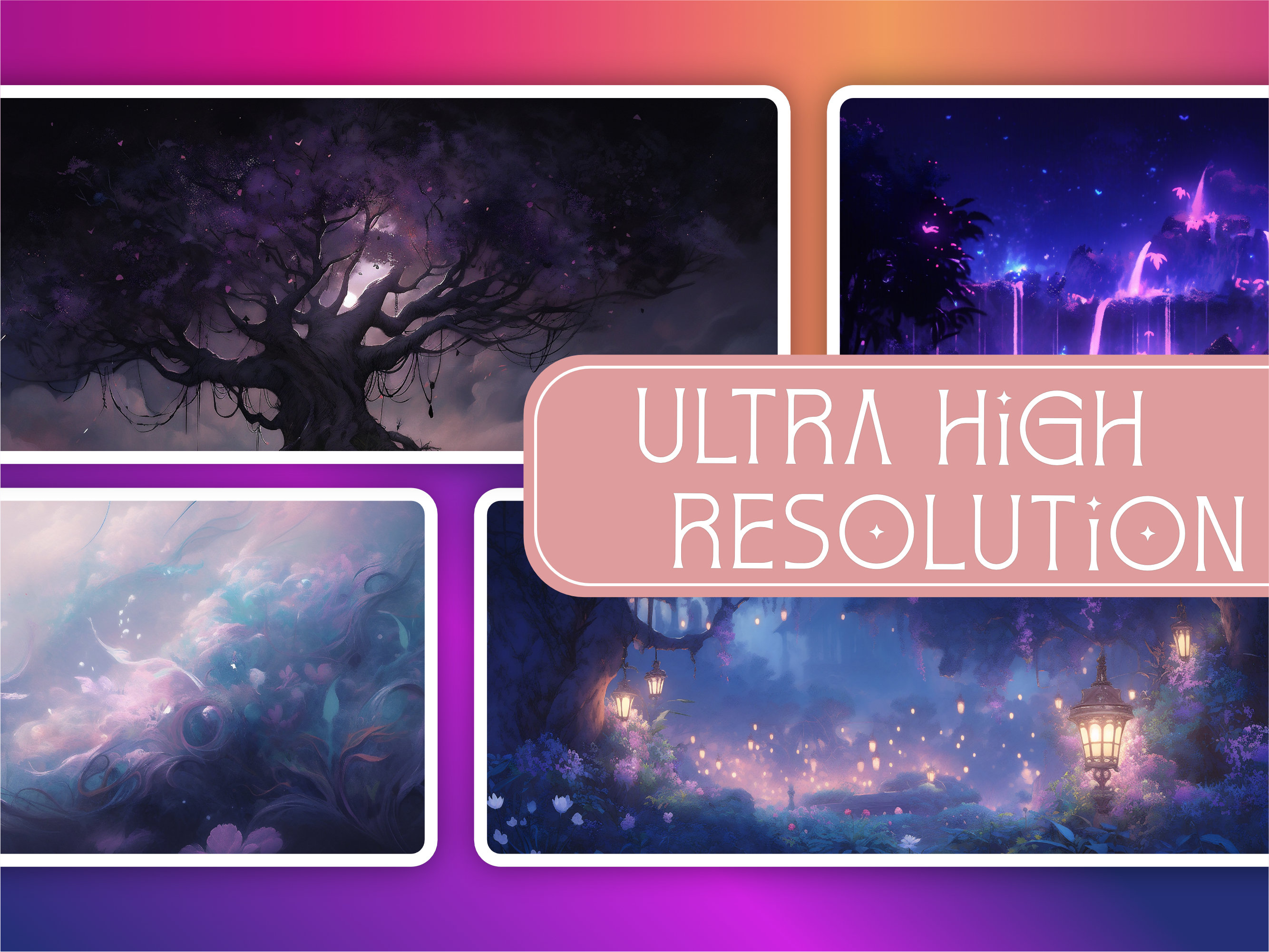 Witch Night Wallpaper Collection, 12 Digital Backgrounds, Commercial ...