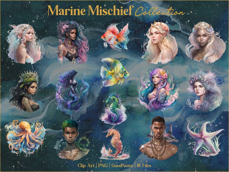 16 Pc Marine Mischief Clipart Collection Commercial Use - Etsy