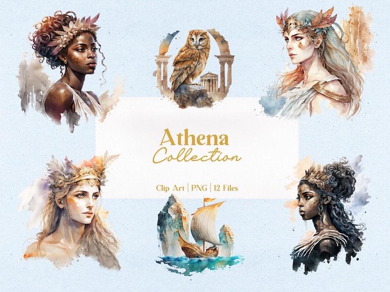 12 Pc Athena Clipart Collection, Commercial Use, Greeks Goddess ...