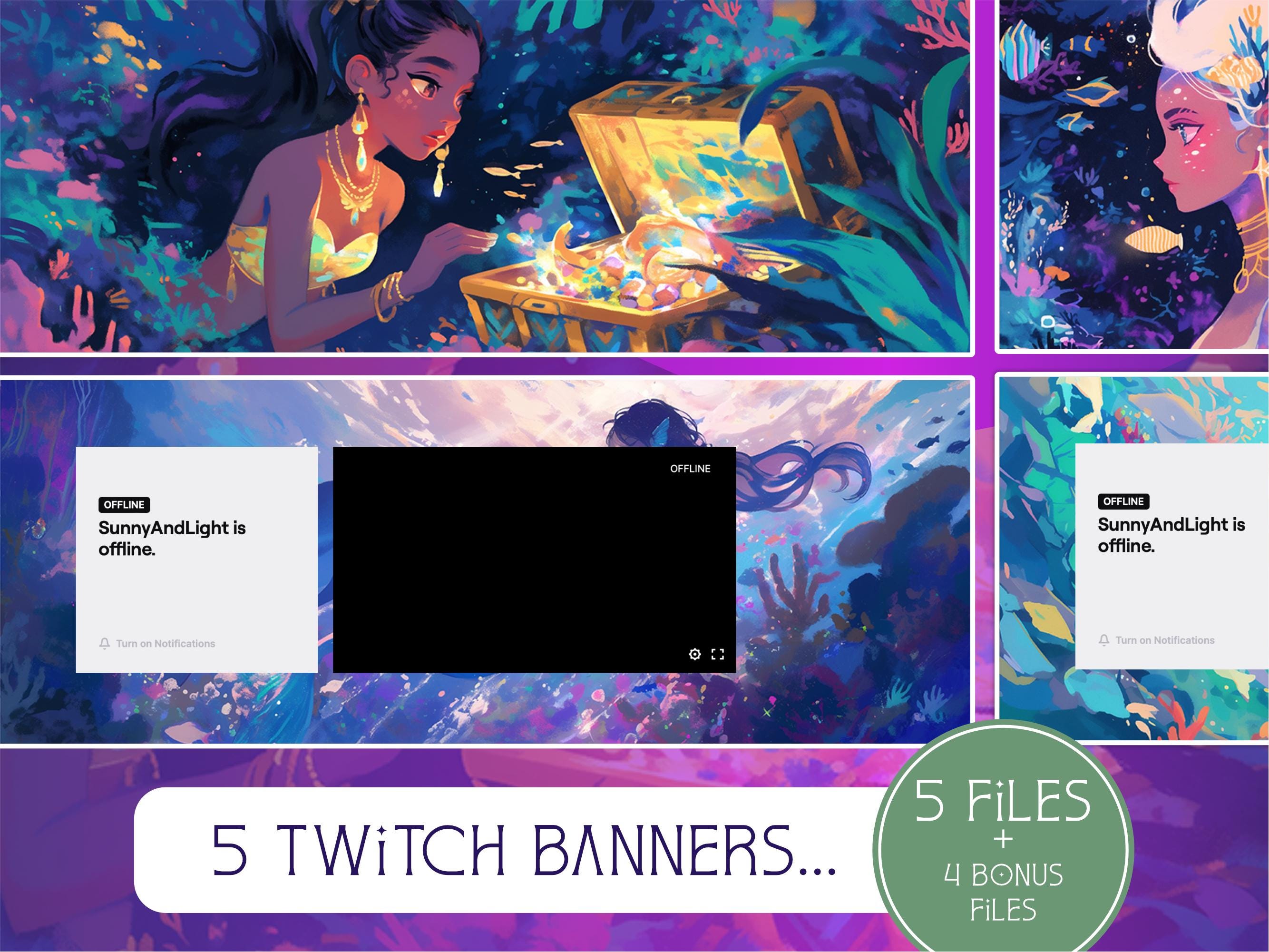 Siren Song Twitch Banner Collection, 5 Banners, 4 Bonus Wallpapers ...