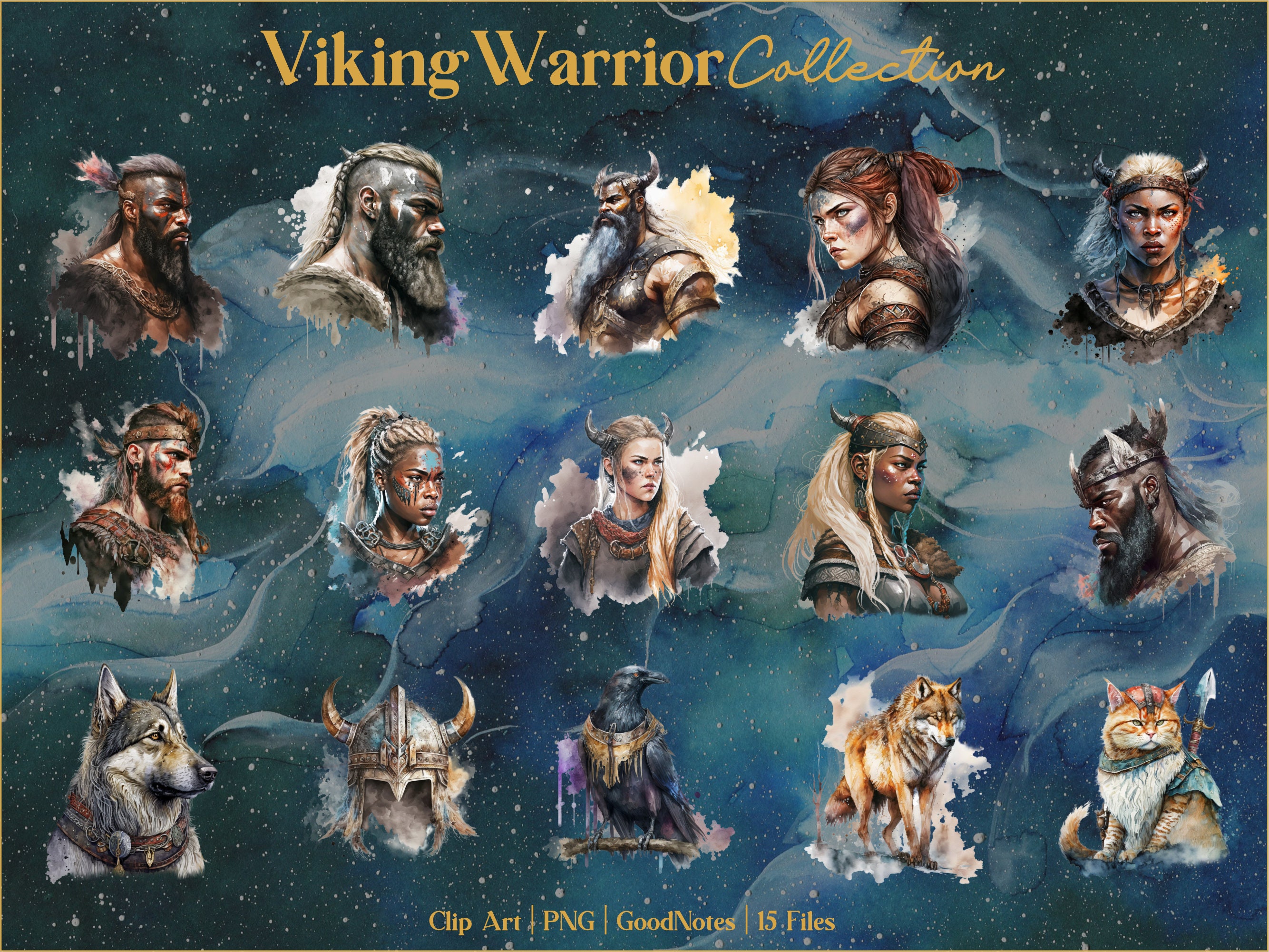 15 Pc Viking Warrior Clipart Collection, Commercial Use, Goodnotes ...