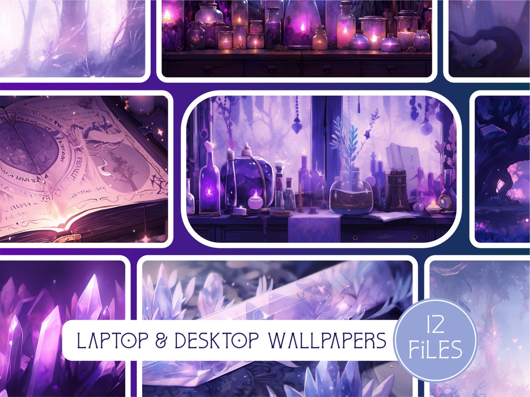 Enchanted Purple Wallpaper Collection, 12 Digital Backgrounds ...