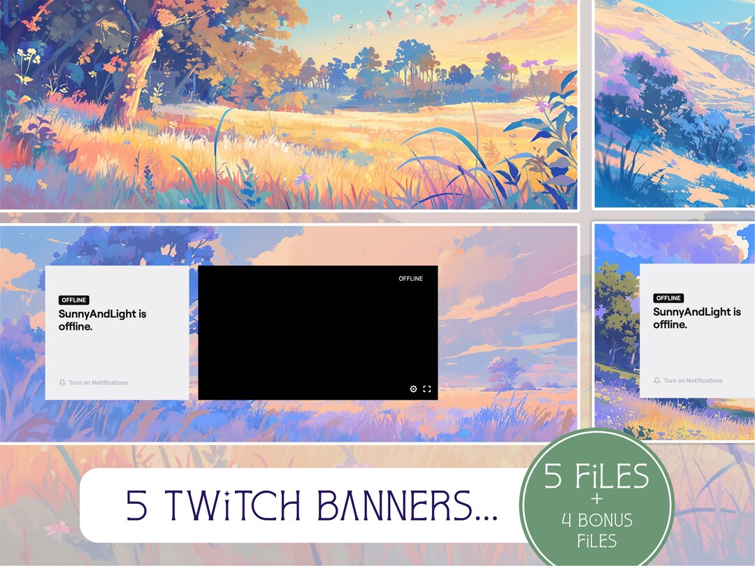 Lofi Landscape Twitch Banner Collection, 5 Banners, 4 Bonus Wallpapers ...