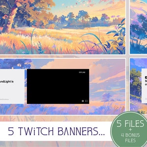 Lofi Landscape Twitch Banner Collection, 5 Banners, 4 Bonus Wallpapers ...