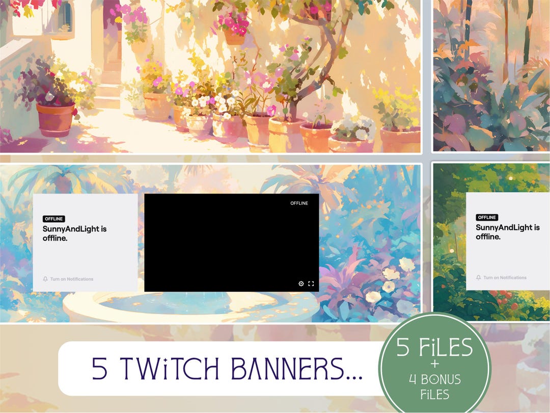 Garden Whisper Twitch Banner Collection, 5 Banners, 4 Bonus Wallpapers ...