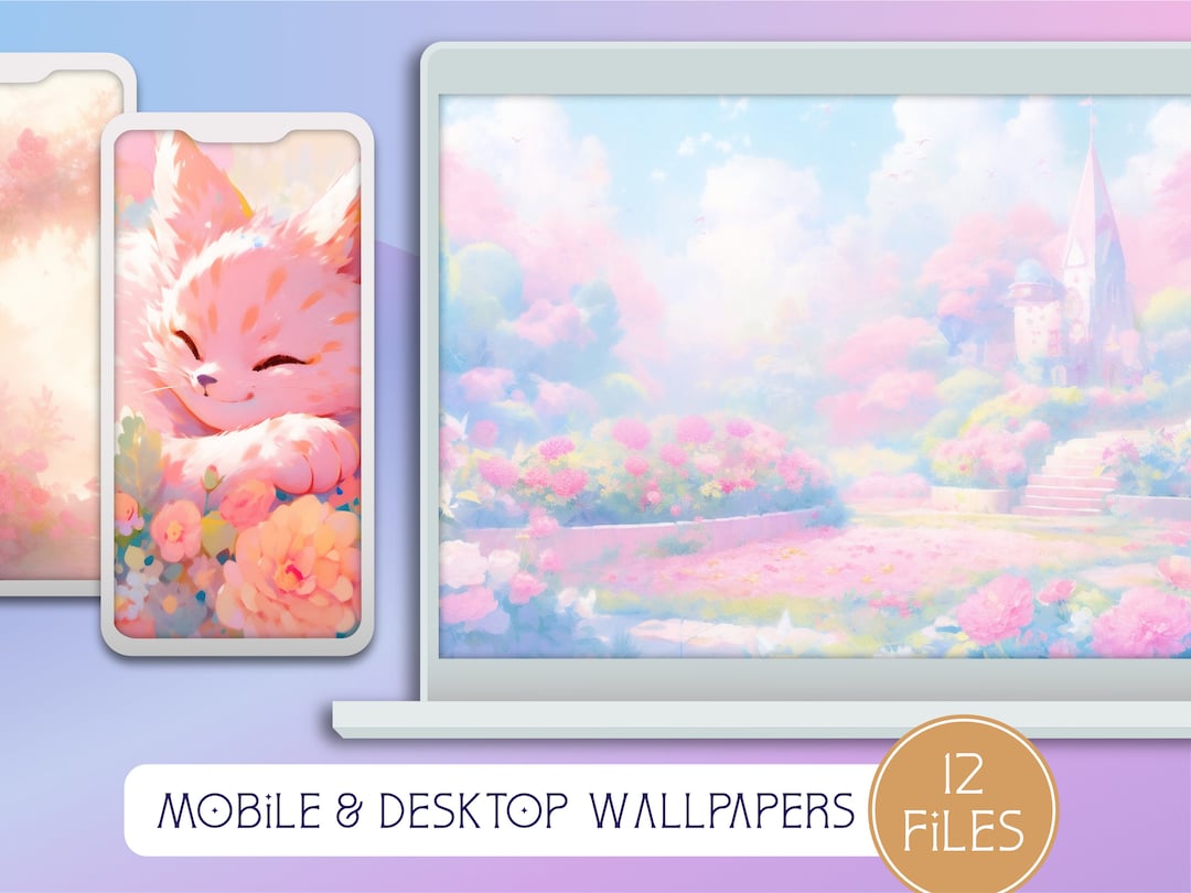 Pink Cuddles Wallpaper Collection, 12 Digital Backgrounds, Commercial ...