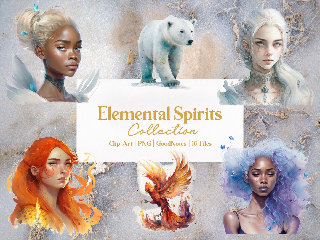 16 Pc Elemental Spirits Clipart Collection, Commercial Use, Goodnotes ...