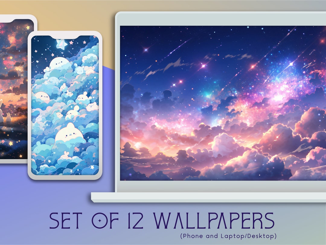 Starry Night Wallpaper Collection, 12 Digital Backgrounds, Commercial ...