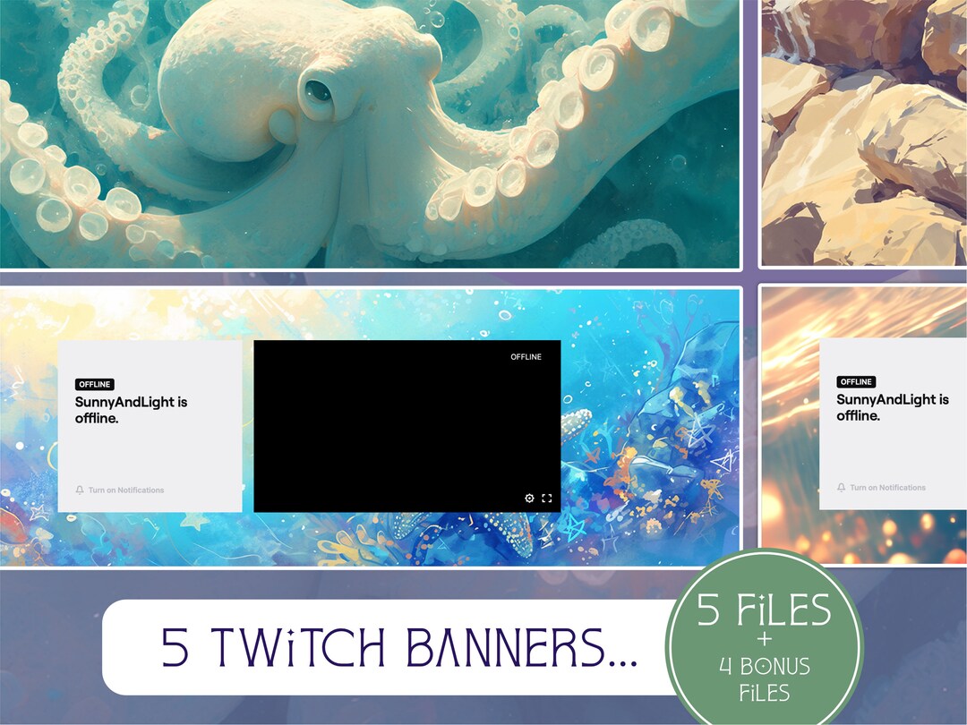 Deep Blue Twitch Banner Collection, 5 Banners, 4 Bonus Wallpapers ...