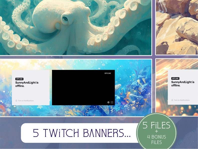 Deep Blue Twitch Banner Collection, 5 Banners, 4 Bonus Wallpapers ...