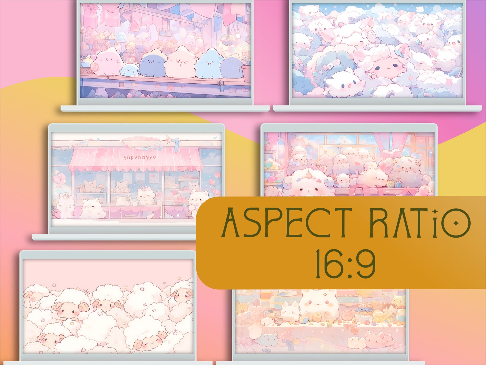 Cute Helpers Wallpaper Collection, 12 Digital Backgrounds, Commercial ...