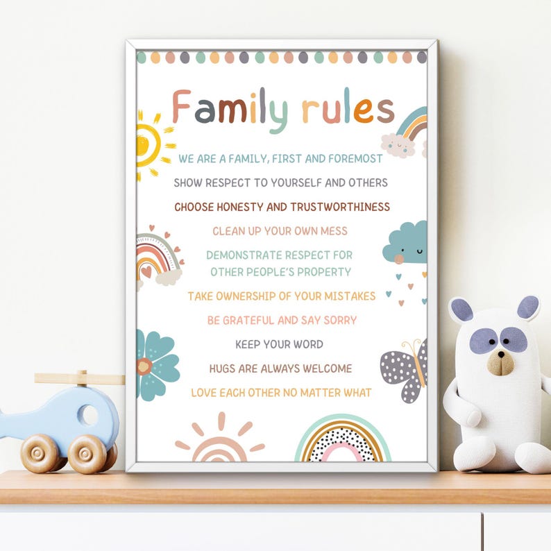 Family Rules Wall Decor, Poster for Kids Room, Home Rules, Boho Nursery ...