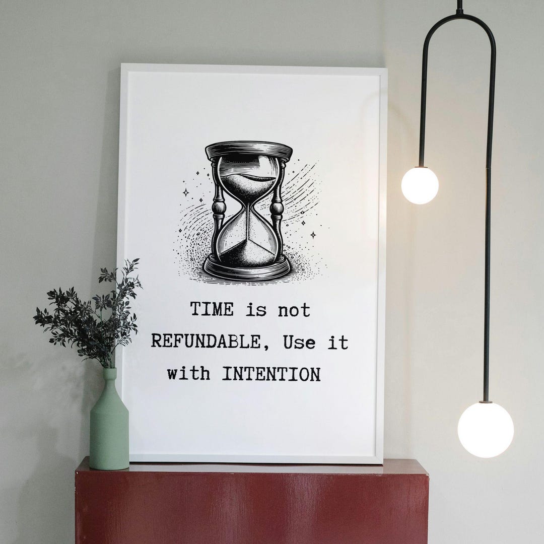 Hourglass Wall Art, Inspirational Quote Print “time is Not Refundable ...