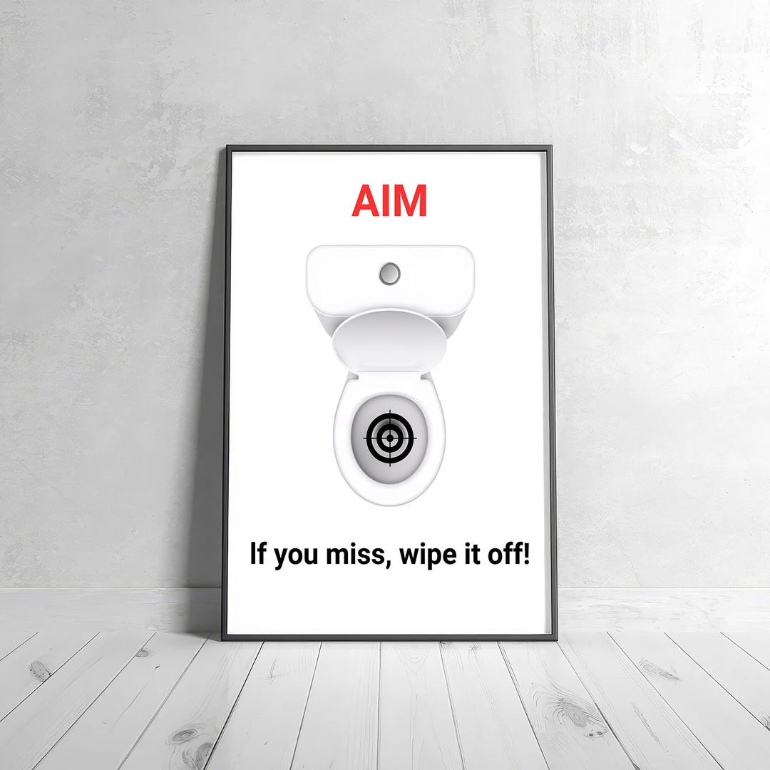 Funny Restroom Sign “aim”, Funny Toilet Poster for Office, Home and ...