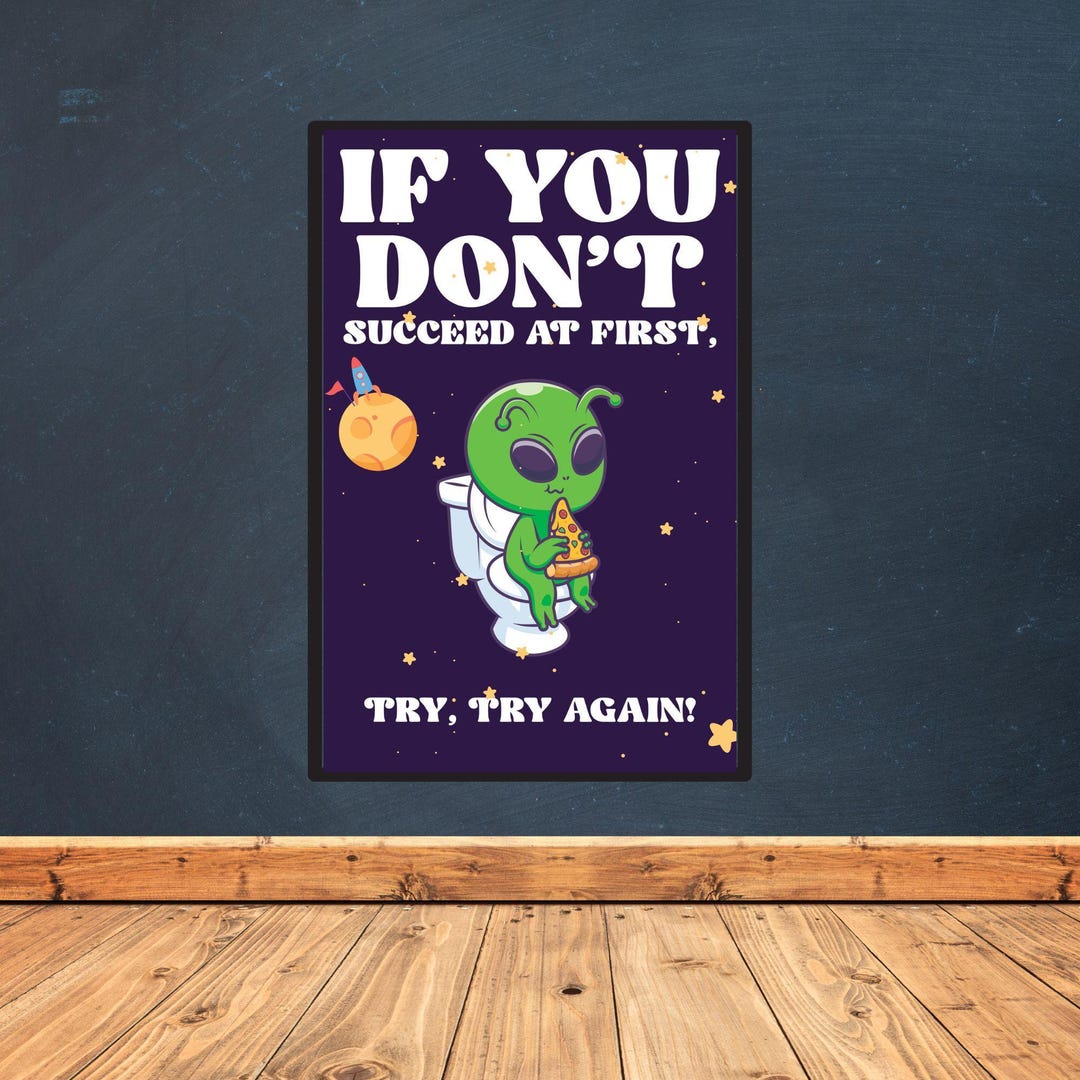 Funny Alien Poster as Bathroom Wall Decor, Fun Print for Restroom Home ...