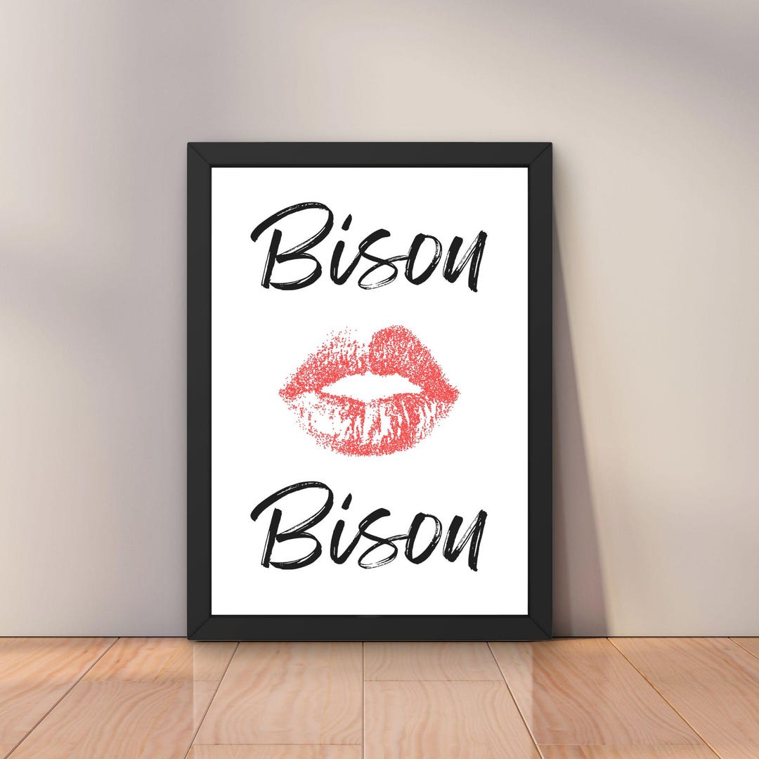 Bisous Bisous Art Print, Above Bed Decor, Bedroom Wall Art, French ...