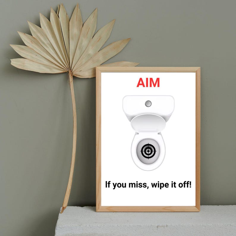 Funny Restroom Sign “aim”, Funny Toilet Poster for Office, Home and ...