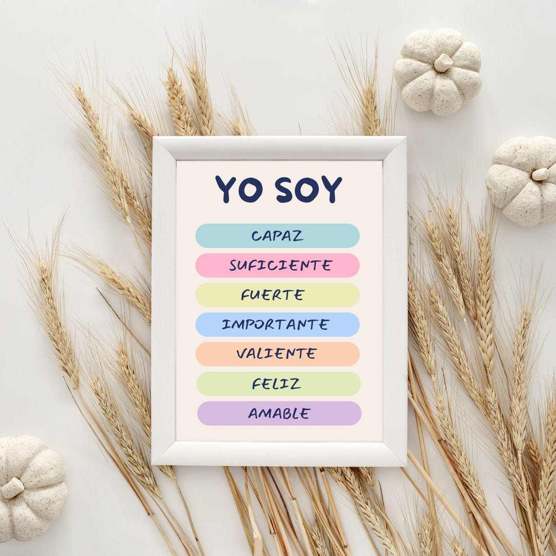 Yo Soy Affirmation Spanish Poster, Printable Positive Words Wall Art ...