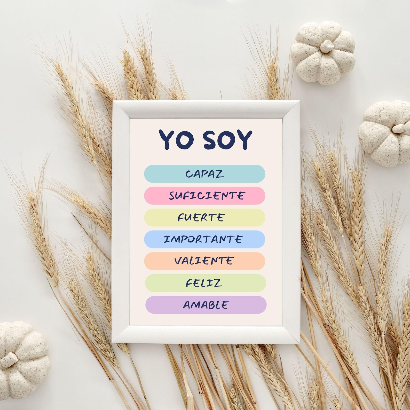 Yo Soy Affirmation Spanish Poster, Printable Positive Words Wall Art ...