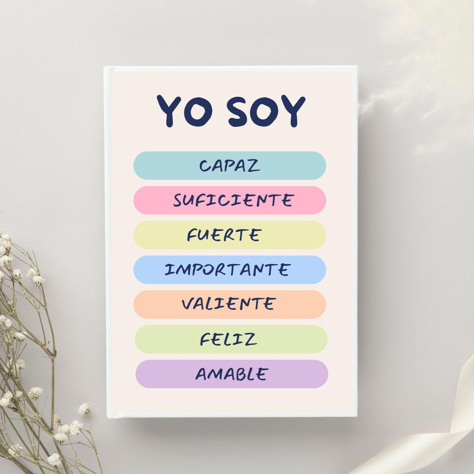 Yo Soy Affirmation Spanish Poster, Printable Positive Words Wall Art ...