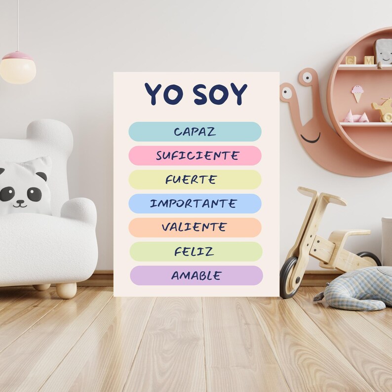 Yo Soy Affirmation Spanish Poster, Printable Positive Words Wall Art ...