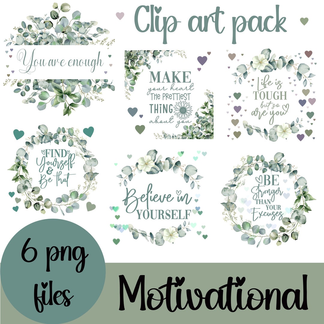 Buy Motivational Clip Art Pack- PNG Overlays for Commercial and ...