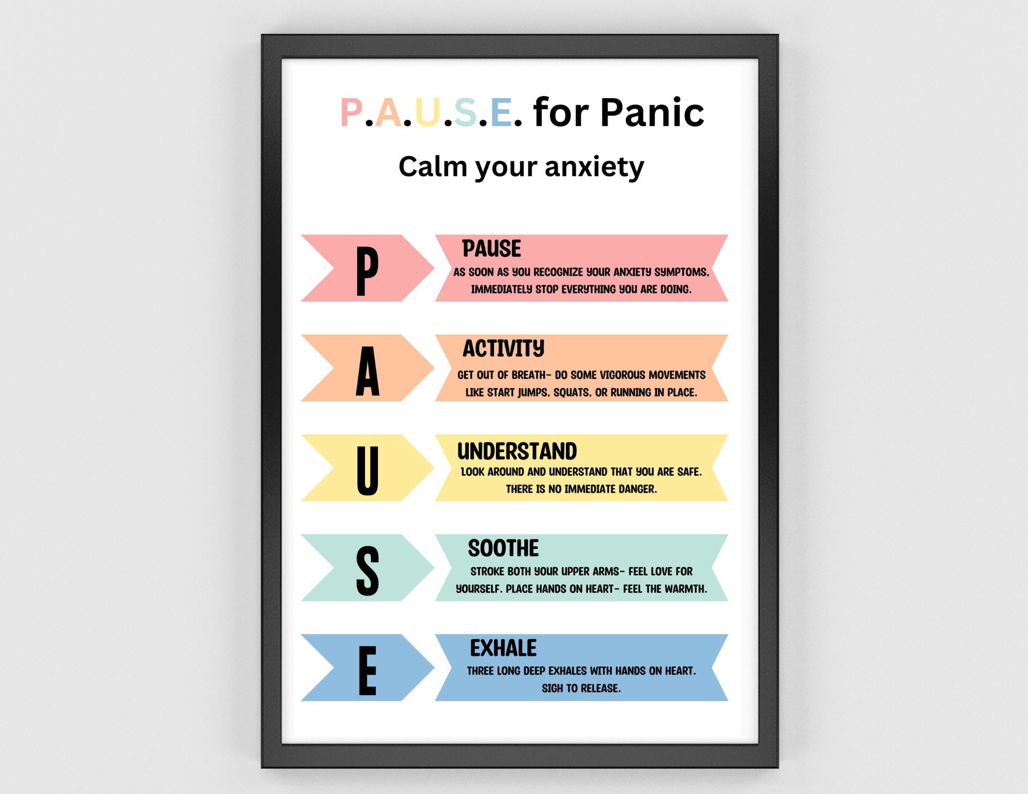 Pause for Panic-calm Your Anxiety Mental Health Poster - Etsy