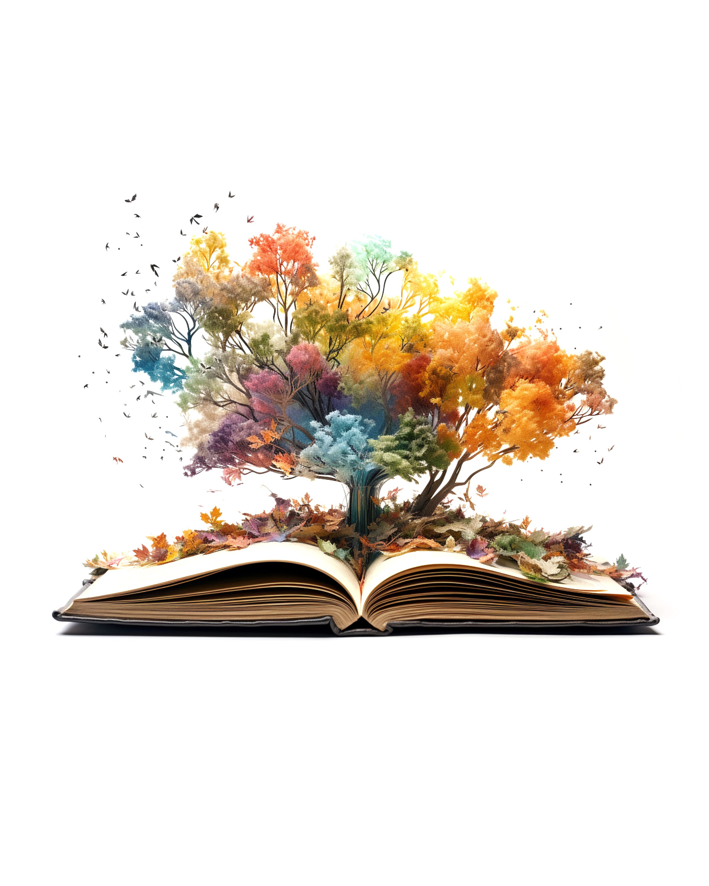 Watercolor Tree and Book- Fantasy Art- Digital Art Print- Instant ...