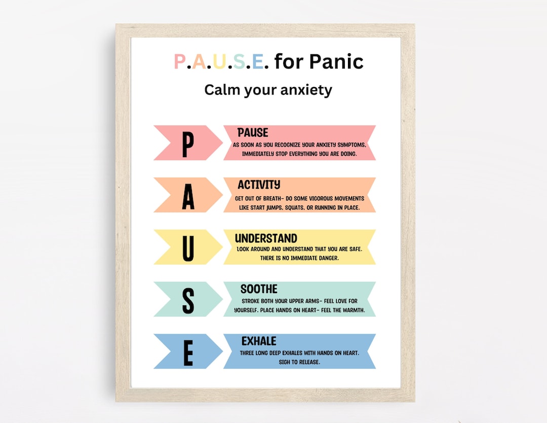 Pause for Panic-calm Your Anxiety Mental Health Poster - Etsy