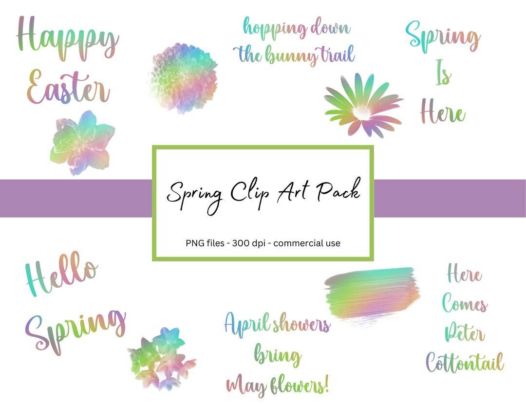 Spring Clip Art Pack- PNG Overlays for Commercial Use - Etsy