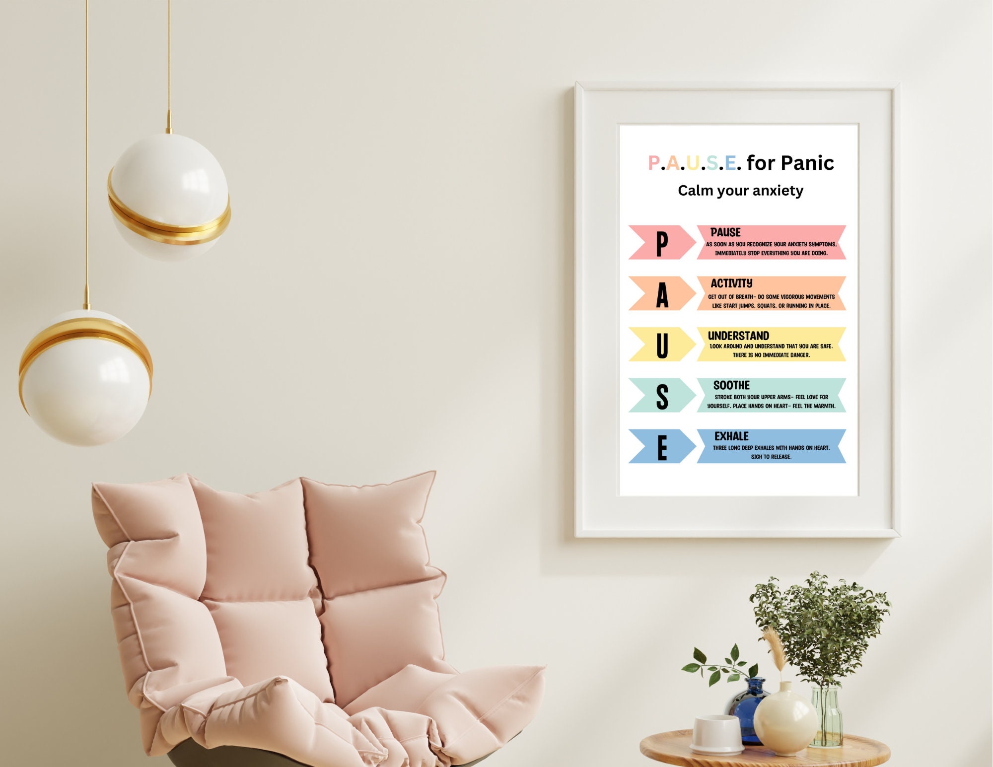 Pause for Panic-calm Your Anxiety Mental Health Poster - Etsy