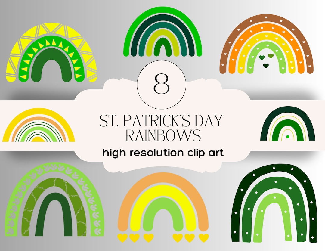 St. Patrick's Day Rainbows Clip Art- 8 High Resolution PNG Files - Etsy
