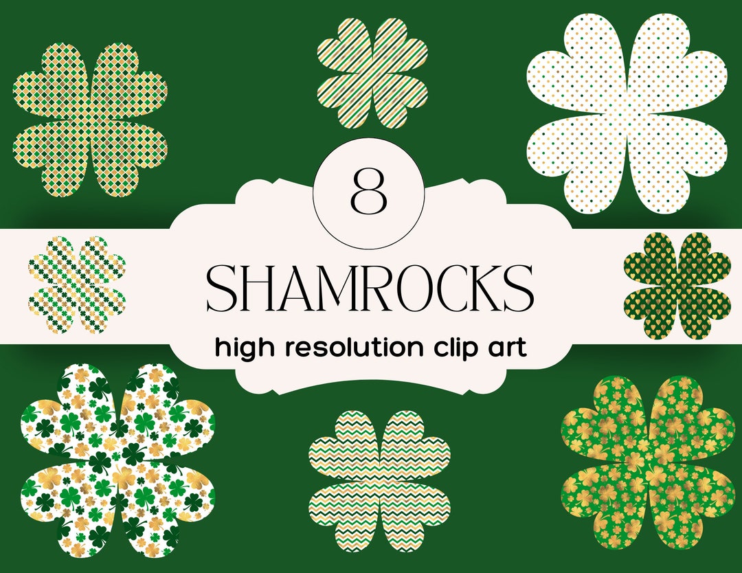 Shamrocks Clip Art- 8 High Resolution PNG Files - Etsy