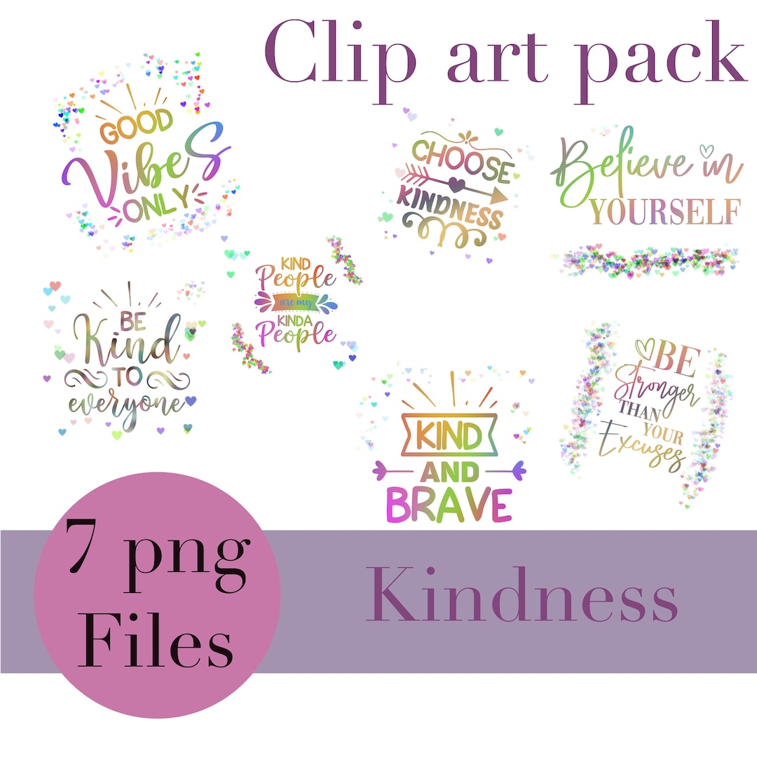 Kindness- Clip Art Pack- PNG Overlays- for Commercial and Personal Use ...