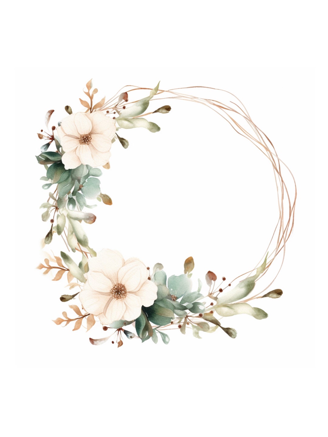 Watercolor Flower Wreath Boho Printable Wall Art Instant Download for ...