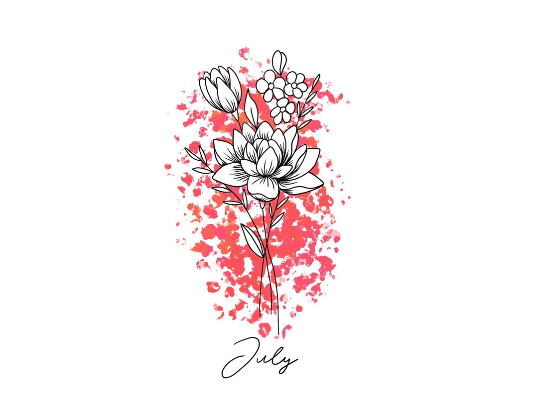July Birth Flower Illustration. Unique, Hand Drawn Flower Illustration ...