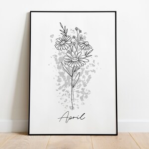 April Birth Flower Illustration. Unique, Hand Drawn Flower Illustration ...