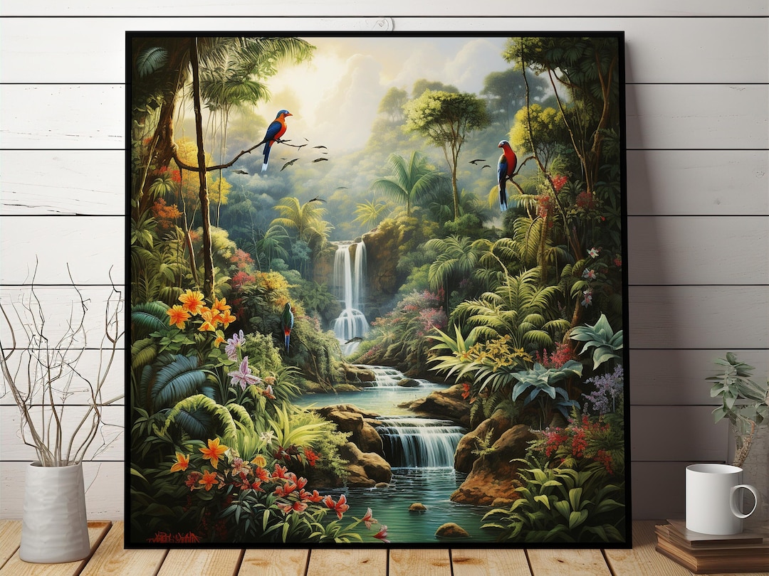 Poster: Tropical Rainforest With Waterfall Natural Paradise - Etsy