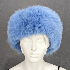Fox Fur Headband-hat, Blue Color Fluffy Thick Fur, Woman Gift. - Etsy
