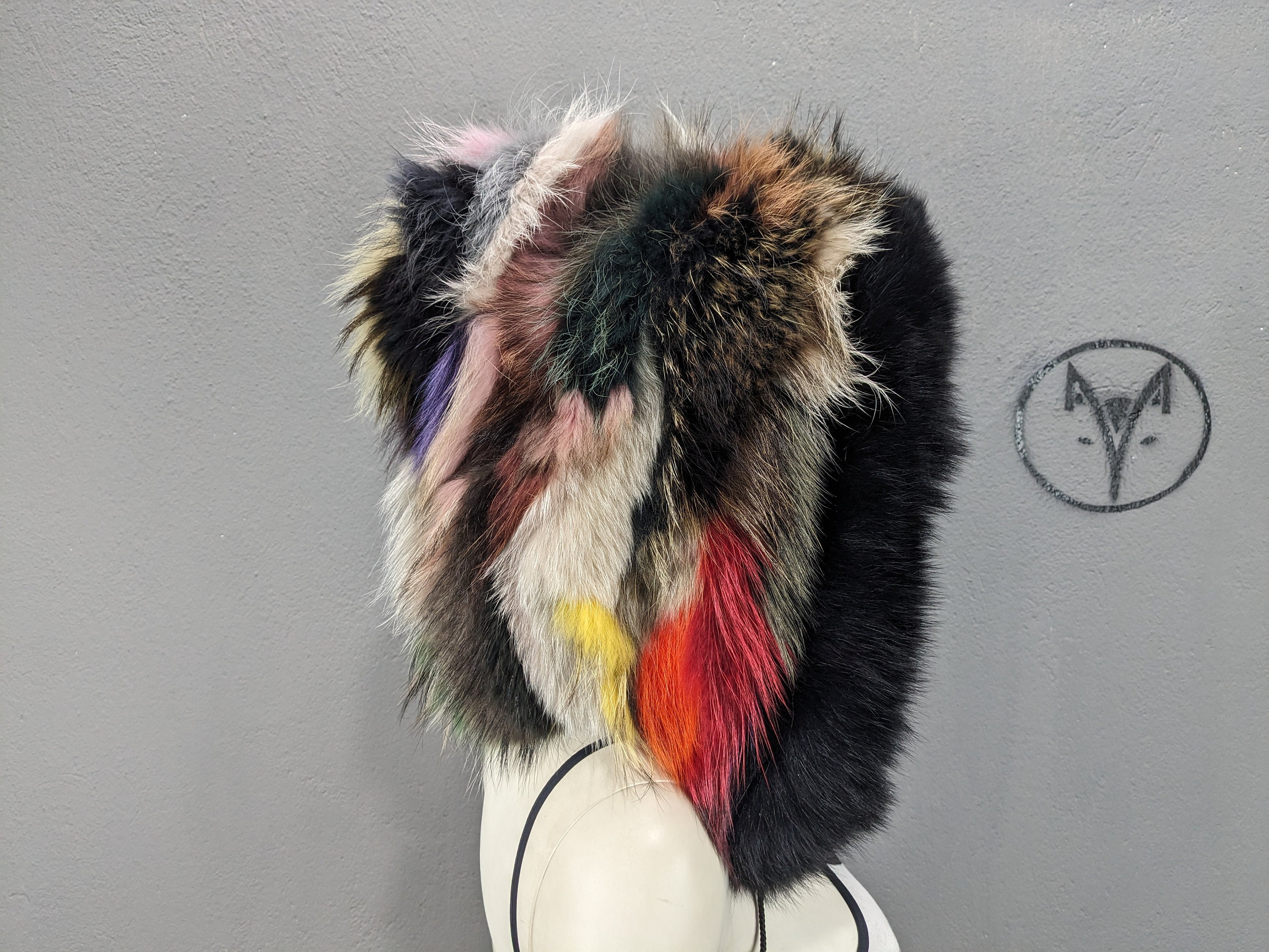 Fur Hood Black and Colourful Attached With Elastic Loops on - Etsy