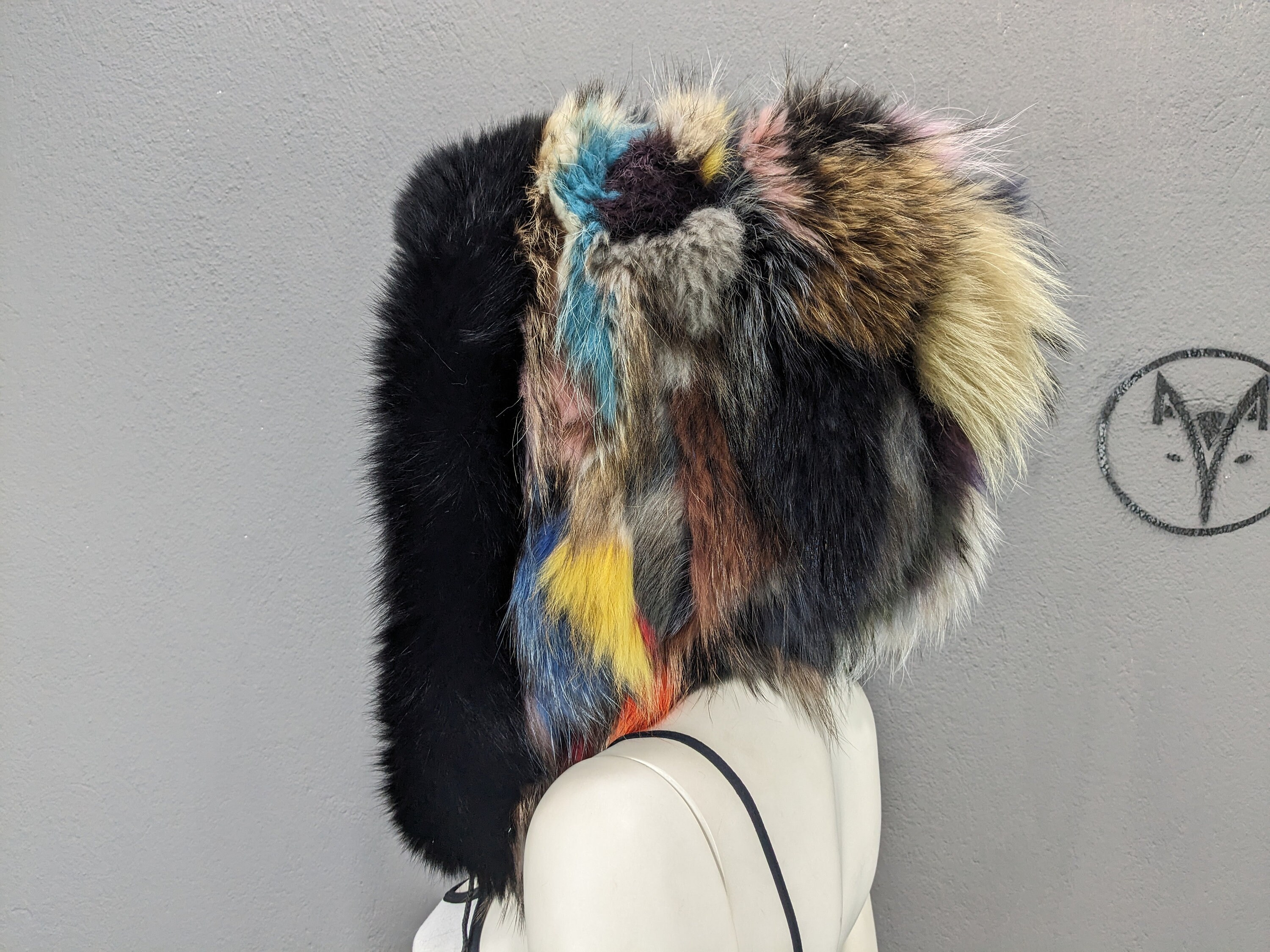Fur Hood Black and Colourful Attached With Elastic Loops on - Etsy